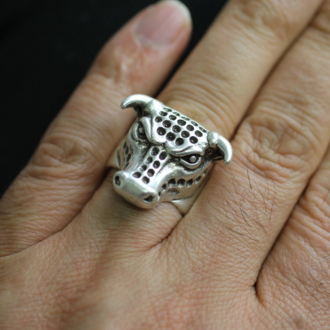 Silver Bull Ring, Taurus Ring, Bull Horns Ring, Silver Animal Ring ...