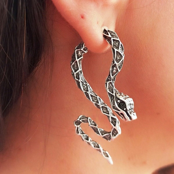 Silver Snake Earrings - Etsy