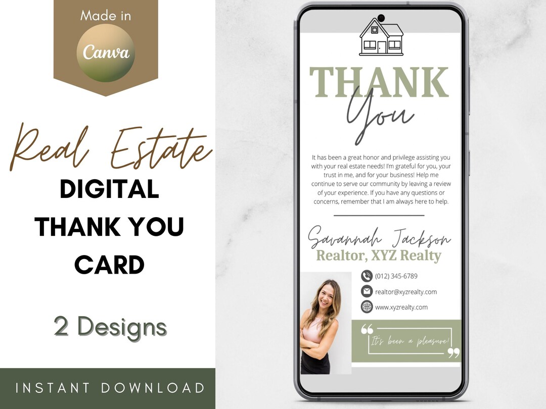 Real Estate Digital Thank You Review Card Editable Template - Modern ...