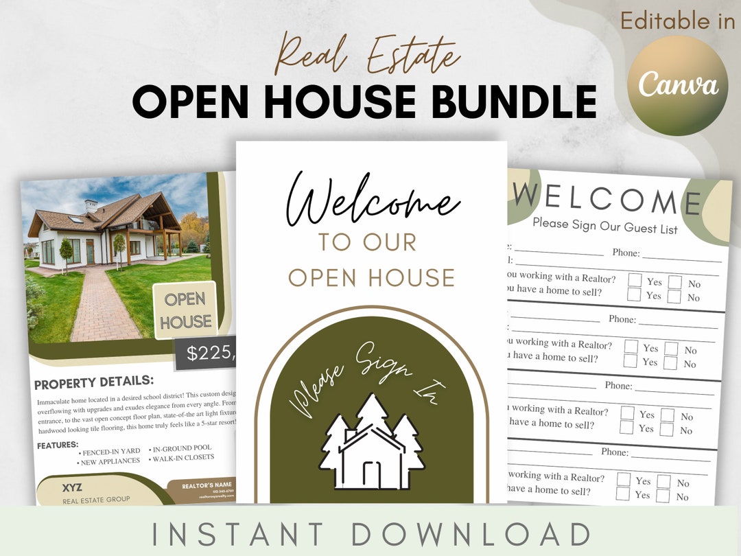 Real Estate Open House Bundle Kit - Realtor Templates, Real Estate ...