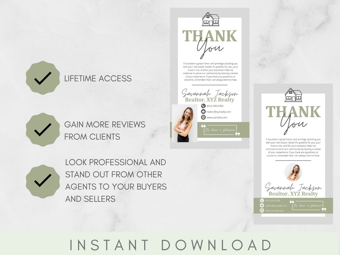 Real Estate Digital Thank You Review Card Editable Template - Modern ...