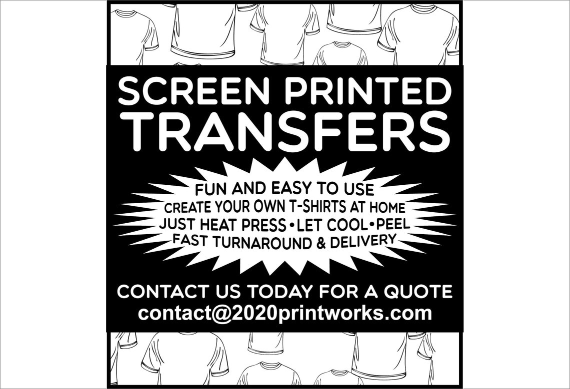 Custom SCREEN PRINTED TRANSFERS Fun Easy Affordable Etsy