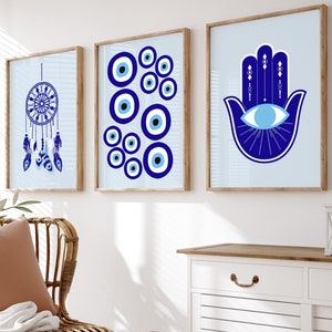 Trendy Evil Eye Wall Art, Hamsa Hand Printable Poster, Digital Download ...
