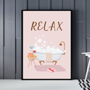 Relax Wall Art, Bathroom Wall Art, DIGITAL DOWNLOAD, Bathtub Print ...