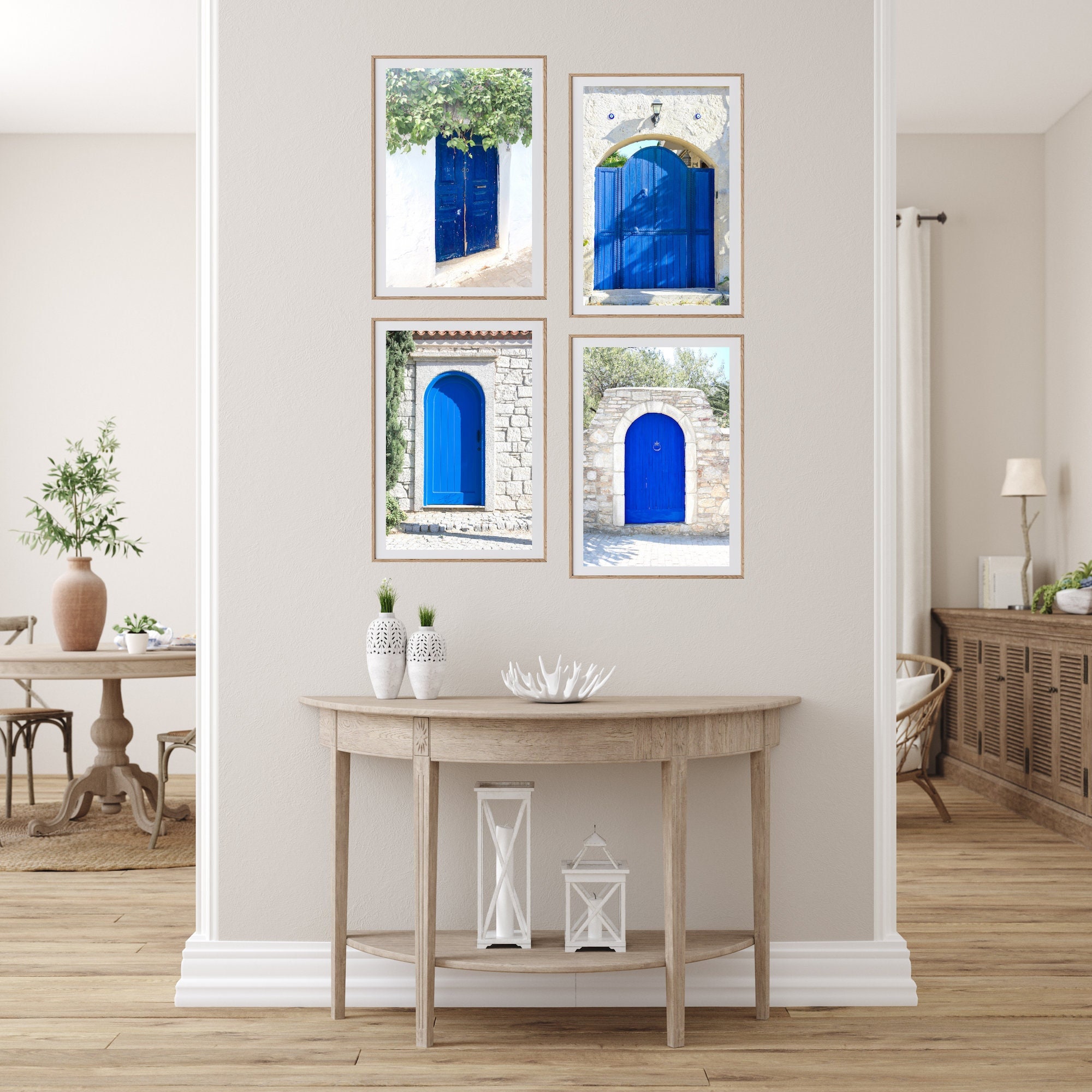 Blue Doors Gallery Wall Set, Mediterranean Doors Set of Four Prints ...