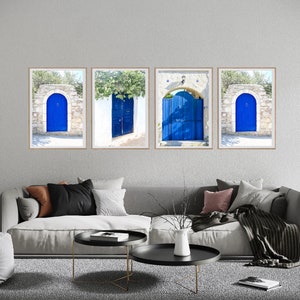 Blue Doors Gallery Wall Set, Mediterranean Doors Set of Four Prints ...