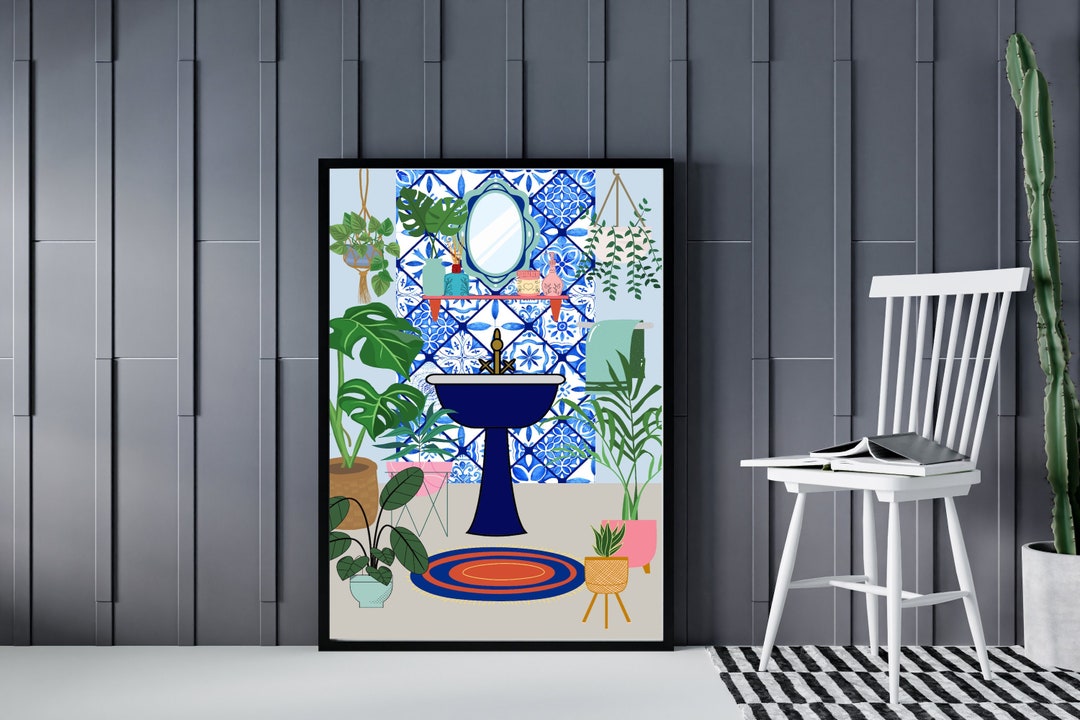 Bathroom Wall Art, Tropical Bathroom Poster, Digital Download, Potted ...