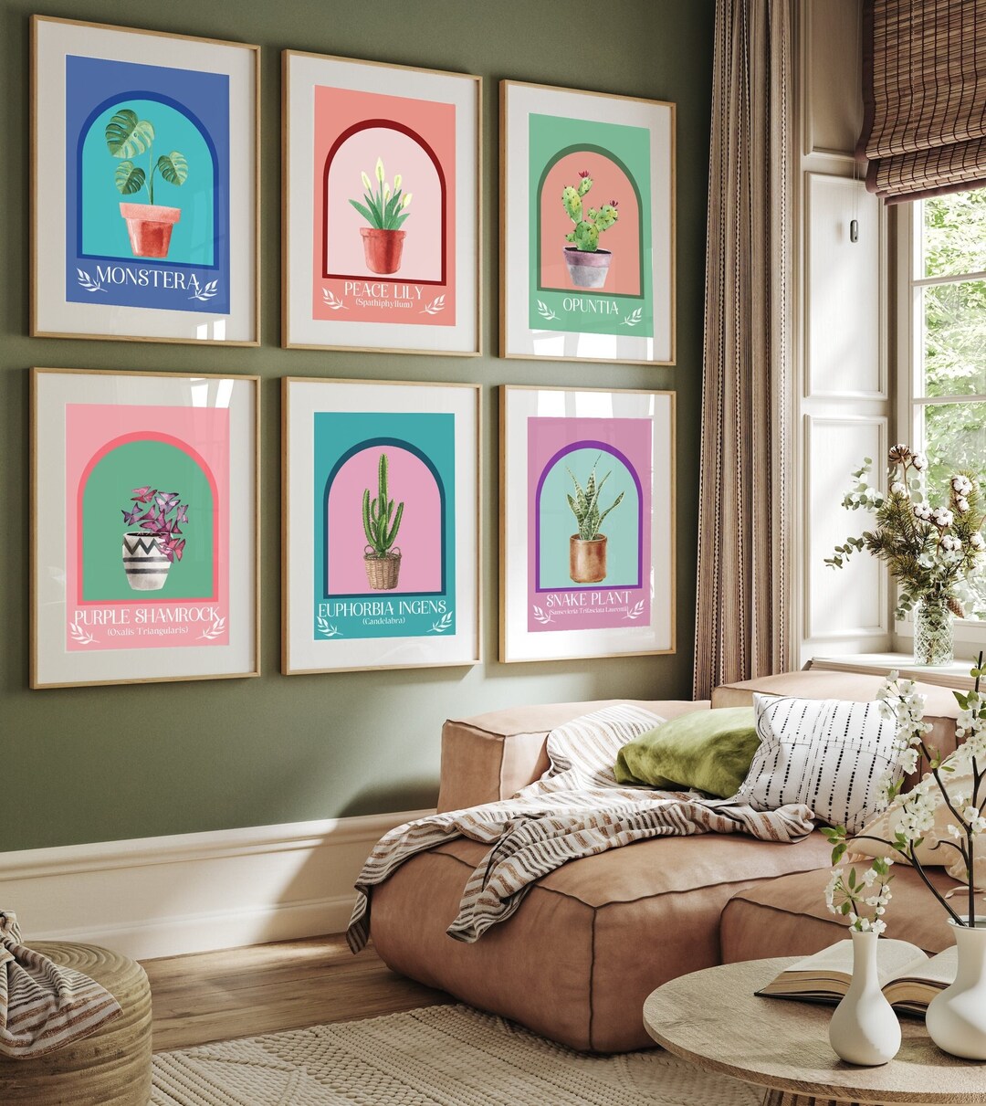 Houseplants Set of Six Prints, Boho Wall Art, Digital Download ...