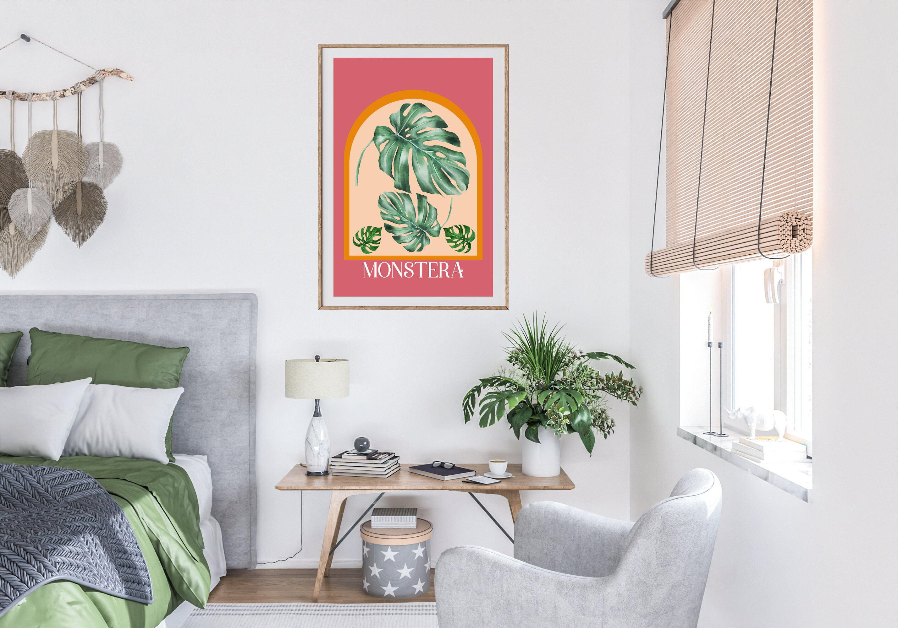 Monstera Wall Art, Monstera Plant Poster, Digital Download, Botanical ...