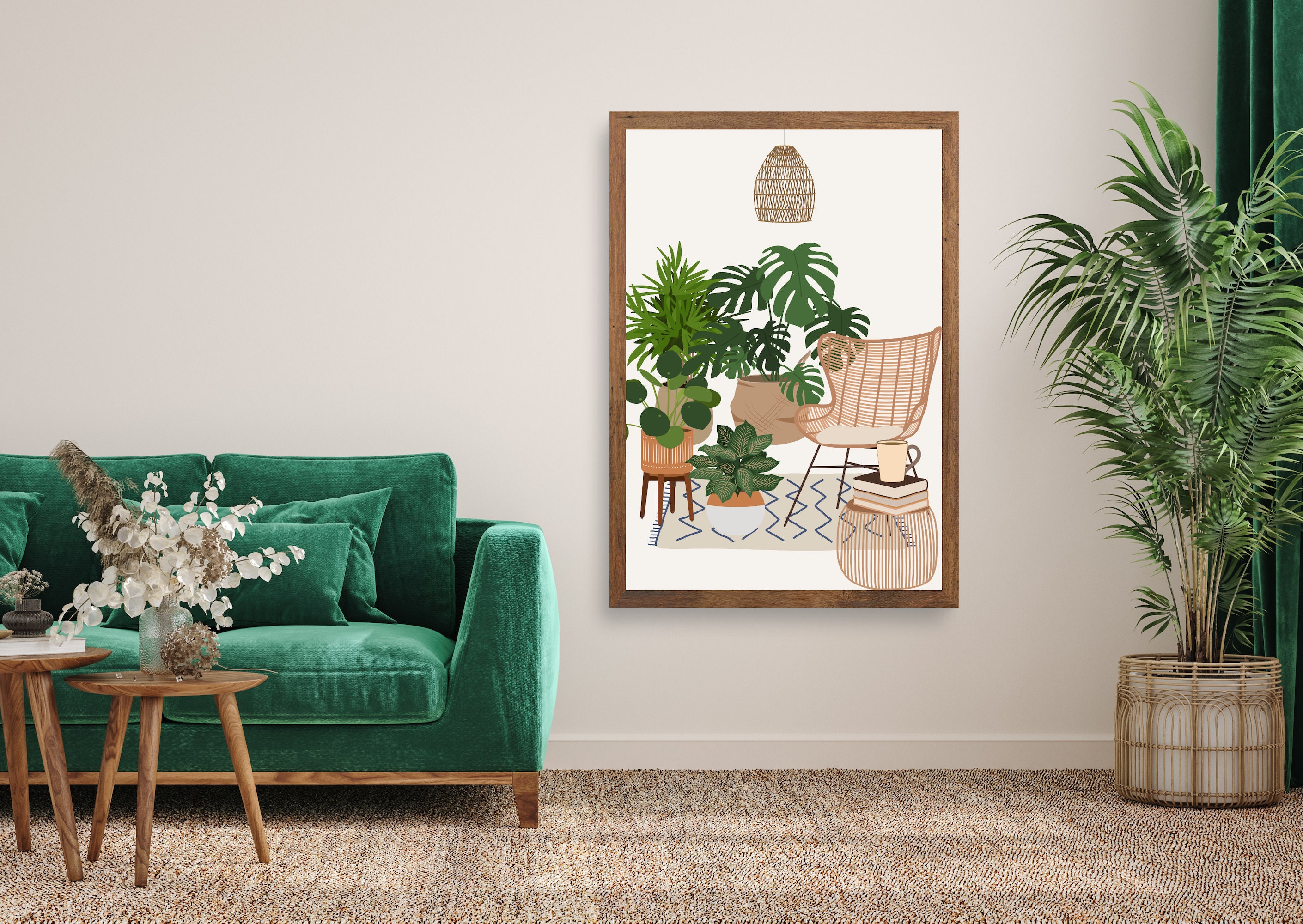 Boho Botanical Wall Art, Houseplants Print, DIGITAL DOWNLOAD, Boho ...