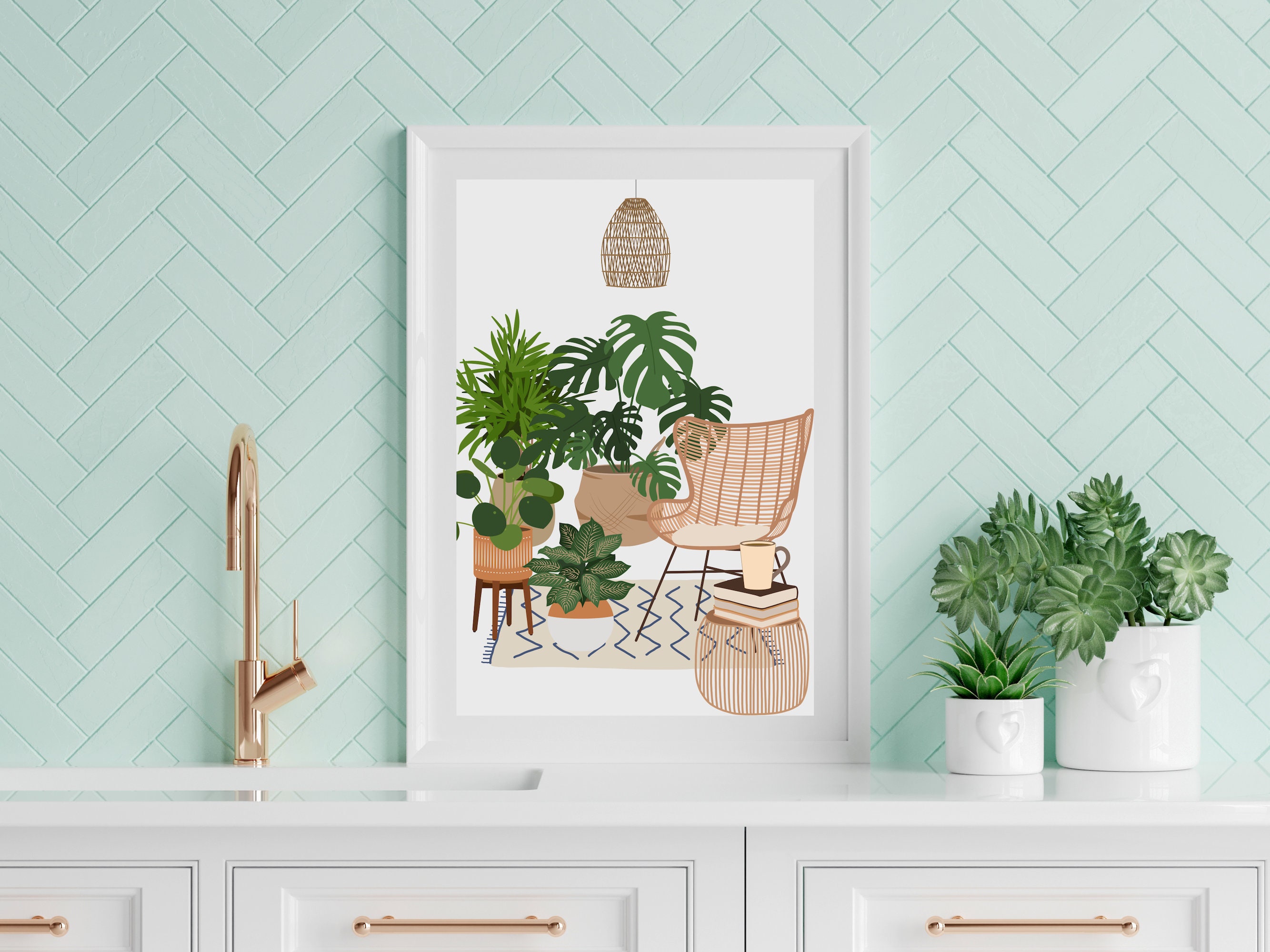 Boho Botanical Wall Art, Houseplants Print, DIGITAL DOWNLOAD, Boho ...