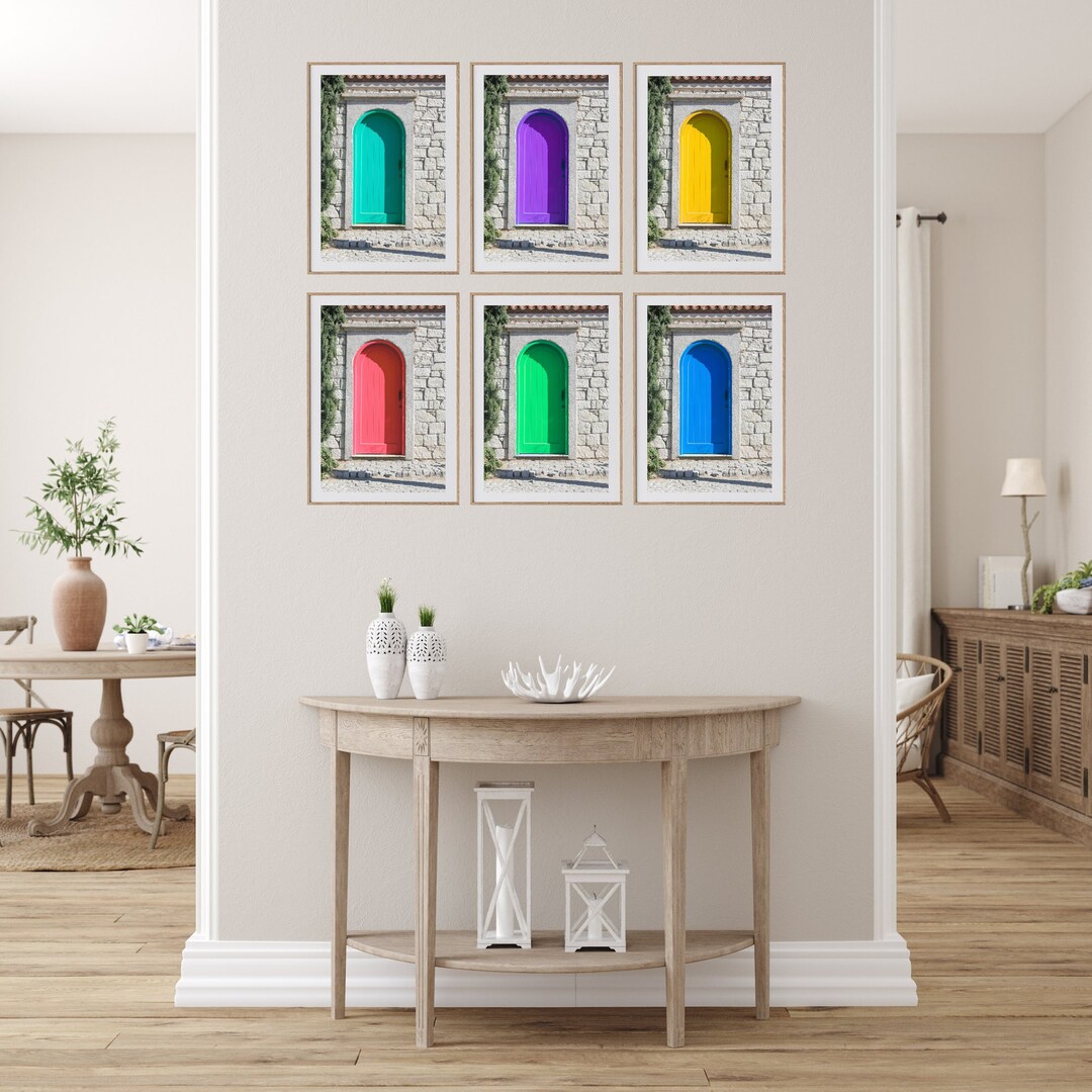 Doors Gallery Wall Set, Colorful Doors Set of Six Prints, Digital ...