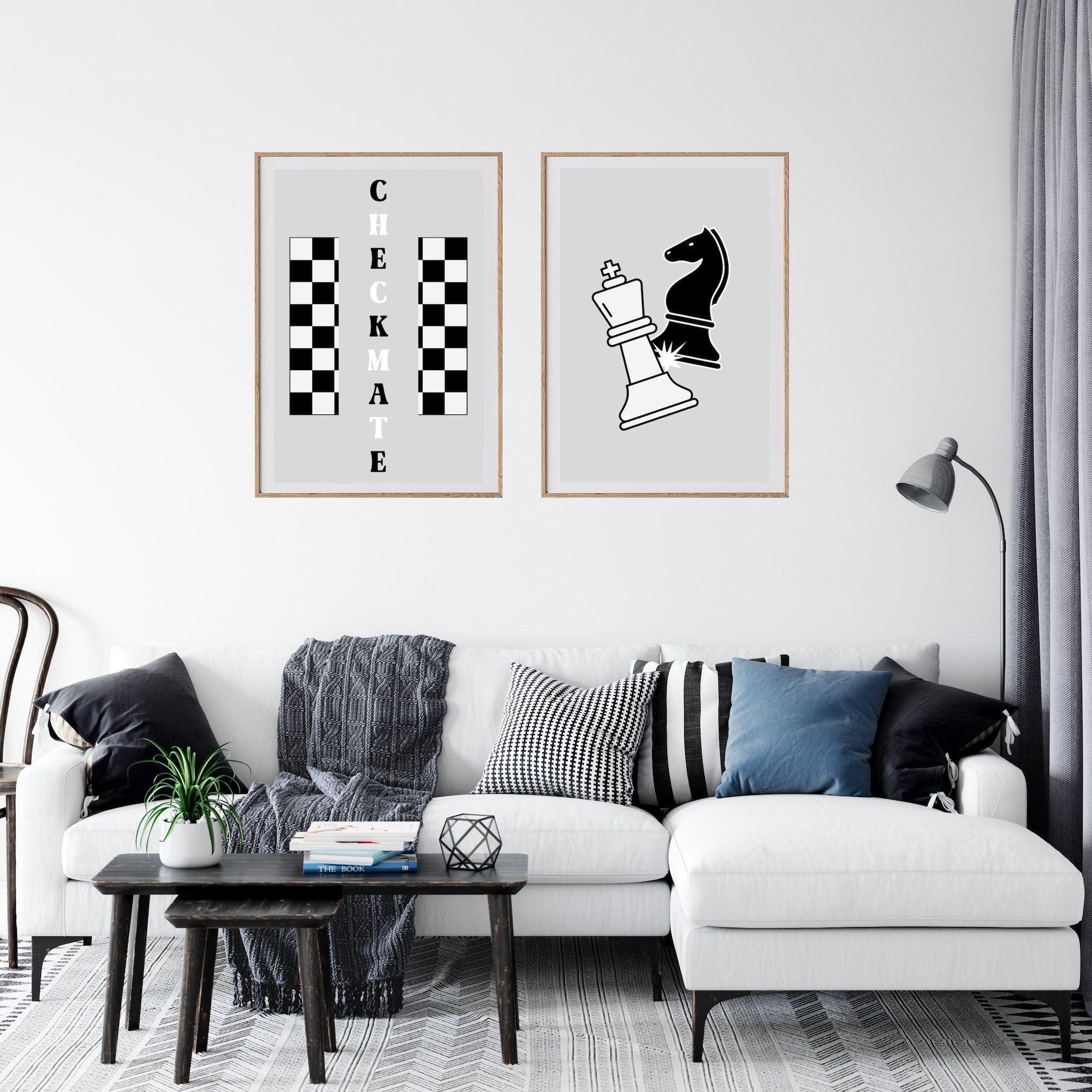 Checkmate Wall Art, Chess Print, Digital Download, Trendy Retro Wall ...