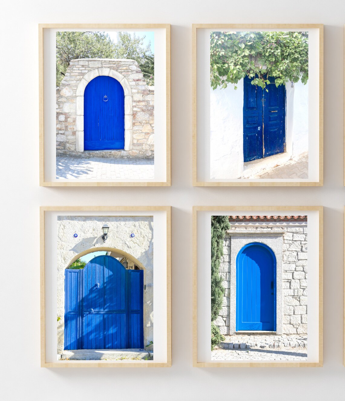 Blue Doors Gallery Wall Set, Mediterranean Doors Set of Four Prints ...
