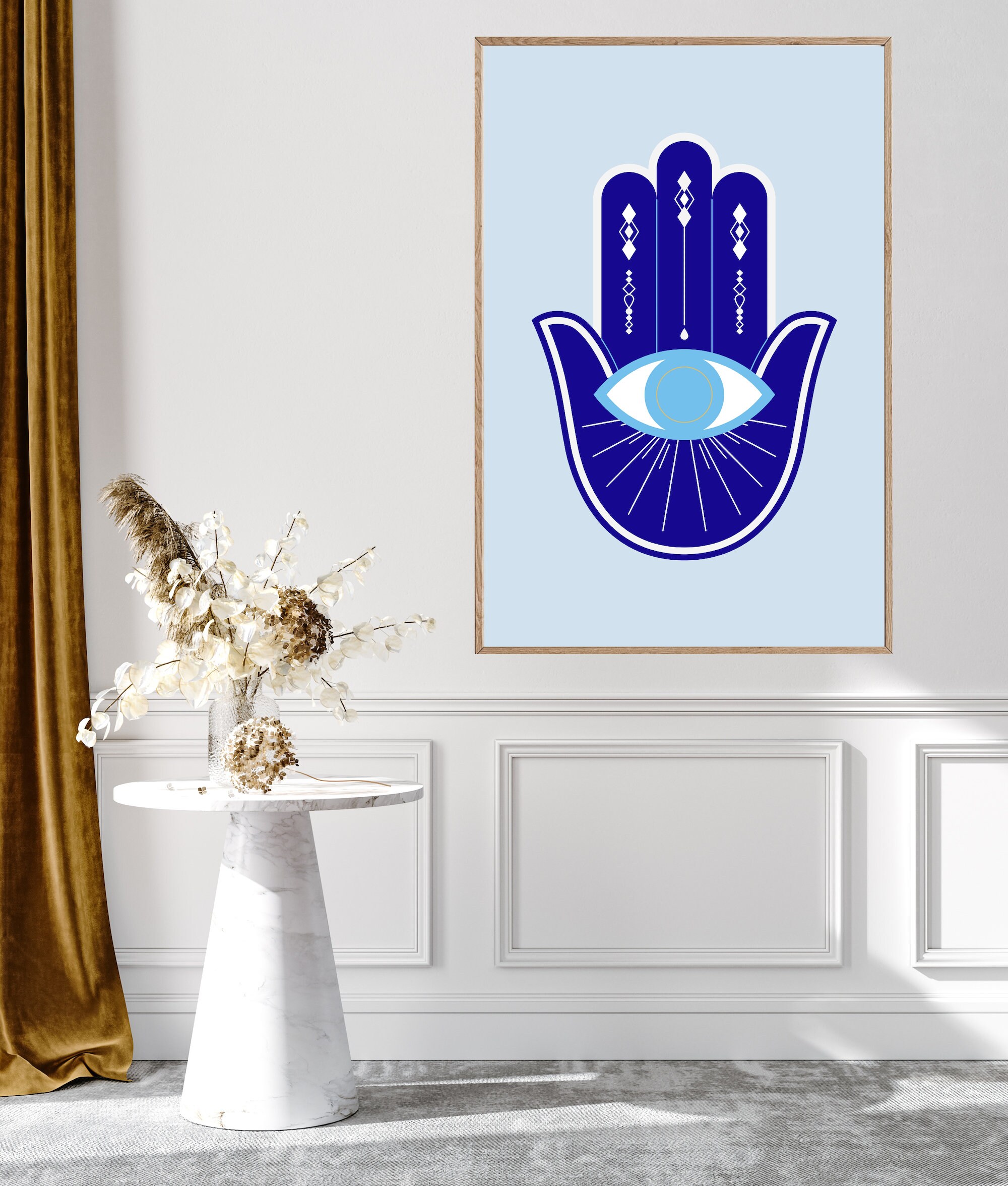Trendy Evil Eye Wall Art, Hamsa Hand Printable Poster, Digital Download ...