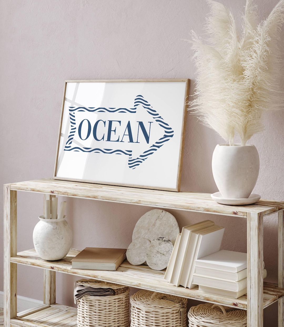 Ocean Sign, Printable Ocean Arrow Sign, Modern Coastal Art, DIGITAL ...