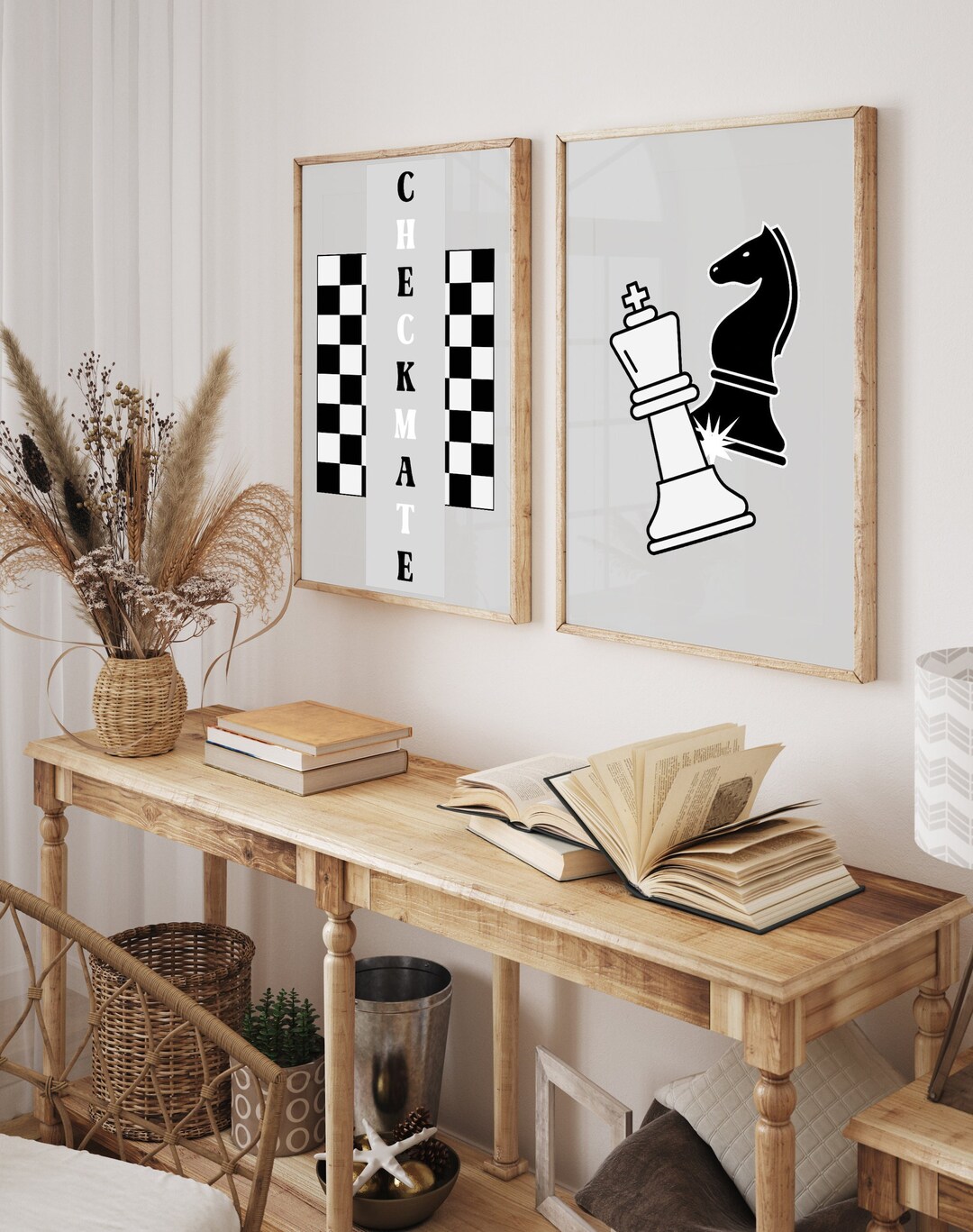 Checkmate Wall Art, Chess Print, Digital Download, Trendy Retro Wall ...