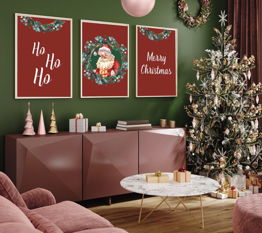 Vintage Santa Wall Art, Christmas Gallery Wall Set of Three Prints ...