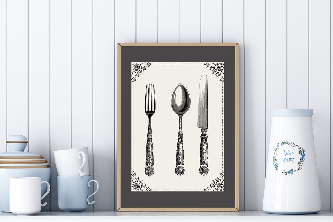 Vintage Silverware Print, Vintage Cutlery Wall Art, DIGITAL DOWNLOAD ...