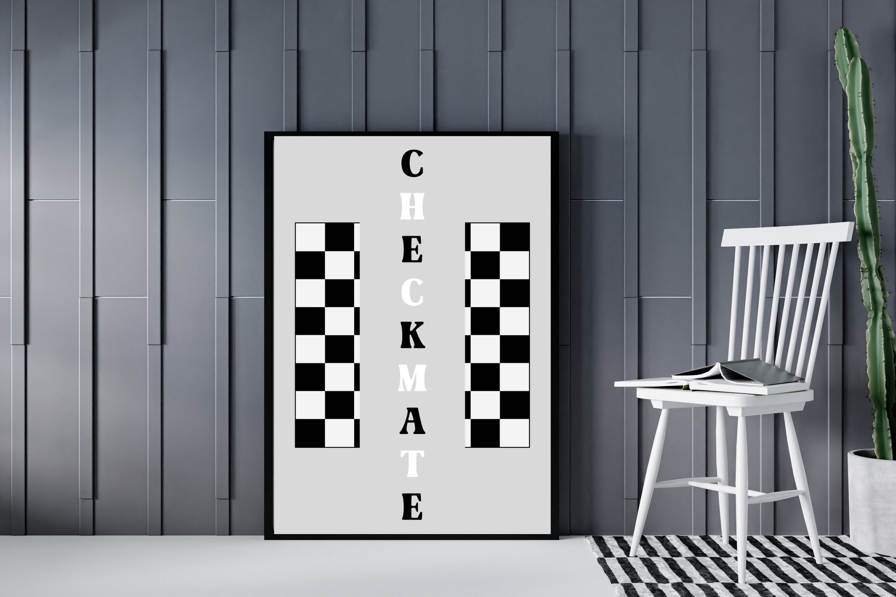 Checkmate Wall Art, Chess Print, Digital Download, Trendy Retro Wall ...