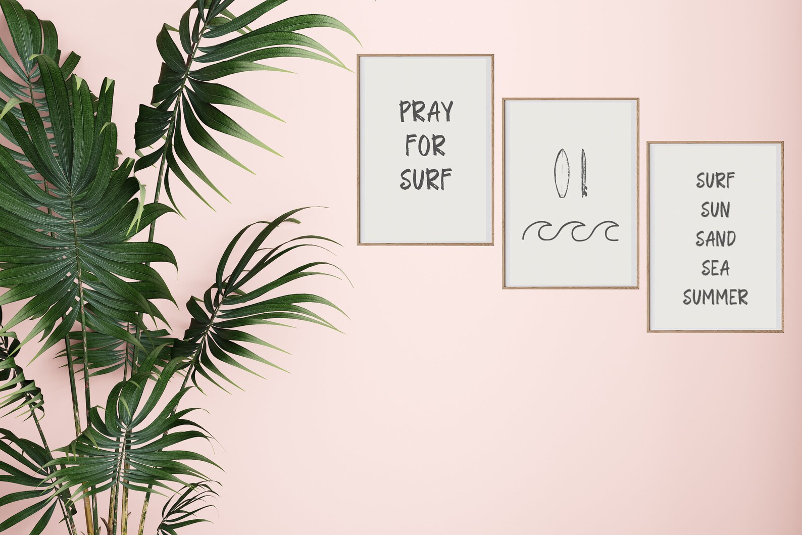 Boho Surf Gallery Wall Set, Pray for Surf, Sea, Sand, Sun, Neutral Set ...