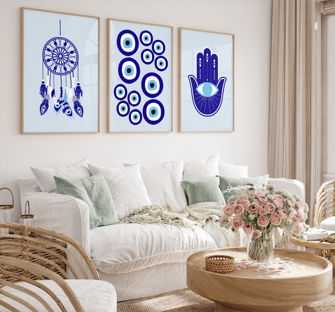 Trendy Evil Eye Wall Art, Hamsa Hand Printable Poster, Digital Download ...