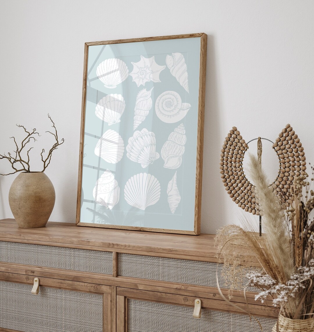 Seashell Poster, Seashell Print, DIGITAL DOWNLOAD, Pastel Beach Wall ...