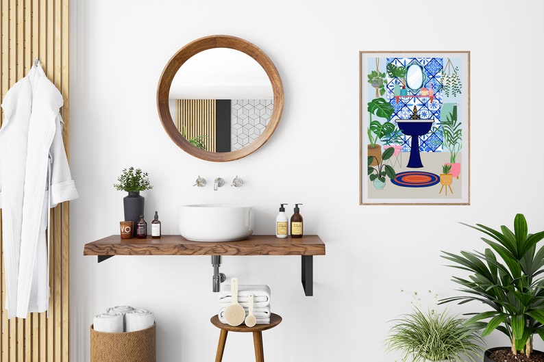 Bathroom Wall Art, Tropical Bathroom Poster, Digital Download, Potted ...