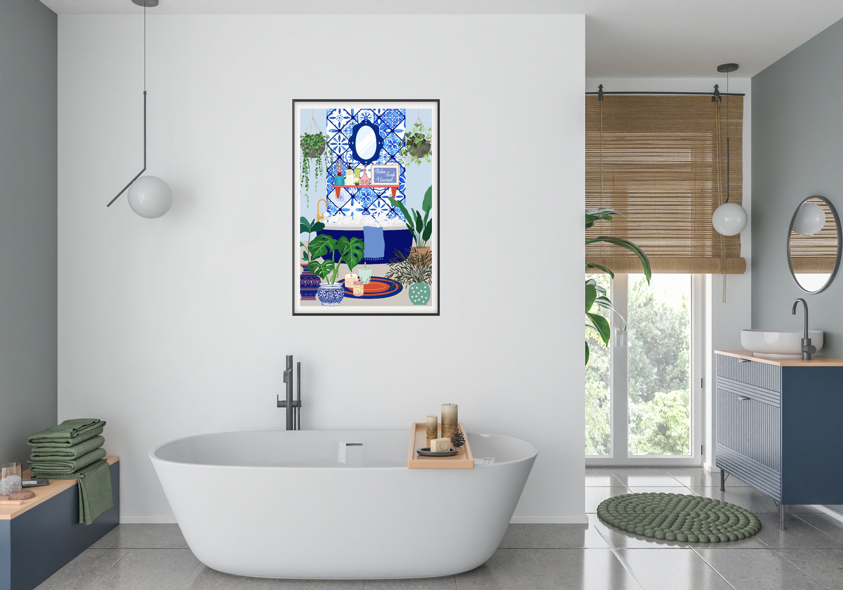 Bathtub Print Bubble Bath Wall Art Tropical Bathroom Print - Etsy