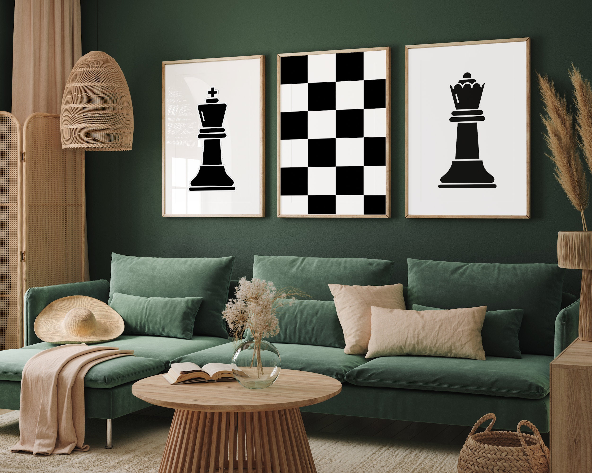 Trendy Retro Wall Art, Black and White Print, Digital Download, Chess ...
