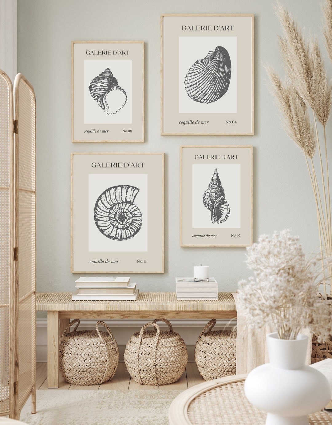 Galerie D'art Poster, Seashell Prints, Coastal Set of 4 Prints, DIGITAL ...