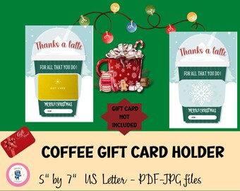Printable Christmas Gift Card Holder Latte Coffee Instant Digital ...