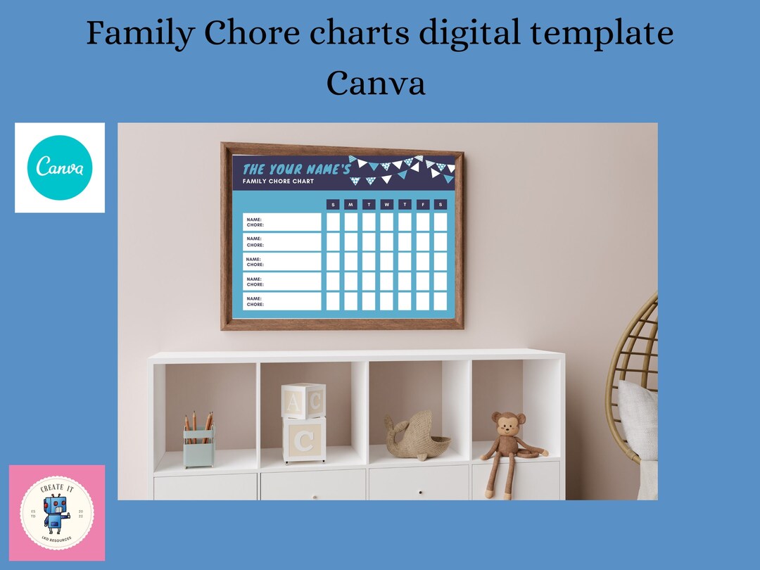 Family Chore Chart Template: 5 Designs (canva Digital Download) - Etsy