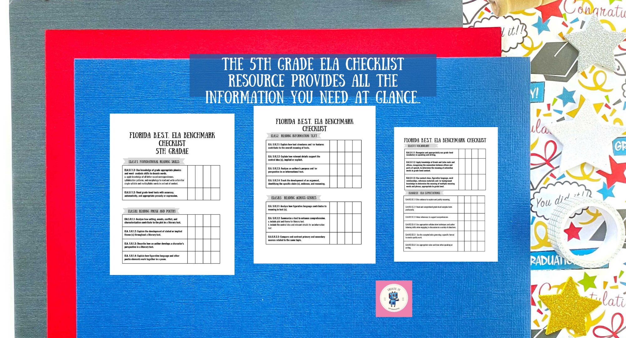 Florida 5th Grade B.E.S.T. Standards English Language Arts Benchmark ...