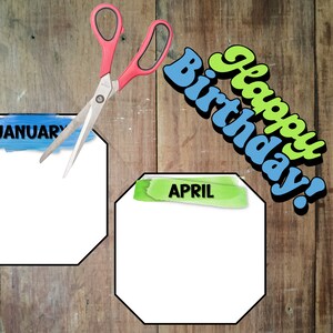 Birthday Bulletin Board Classroom Birthday Bulletin Board Blue Green ...