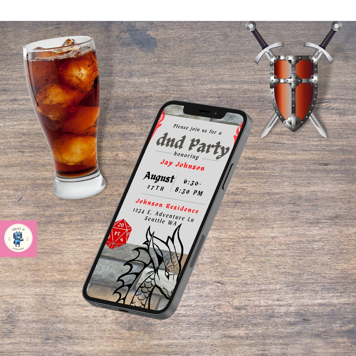 Editable Dnd Party Digital Invitation, Dnd Night Invitation, Dungeon ...