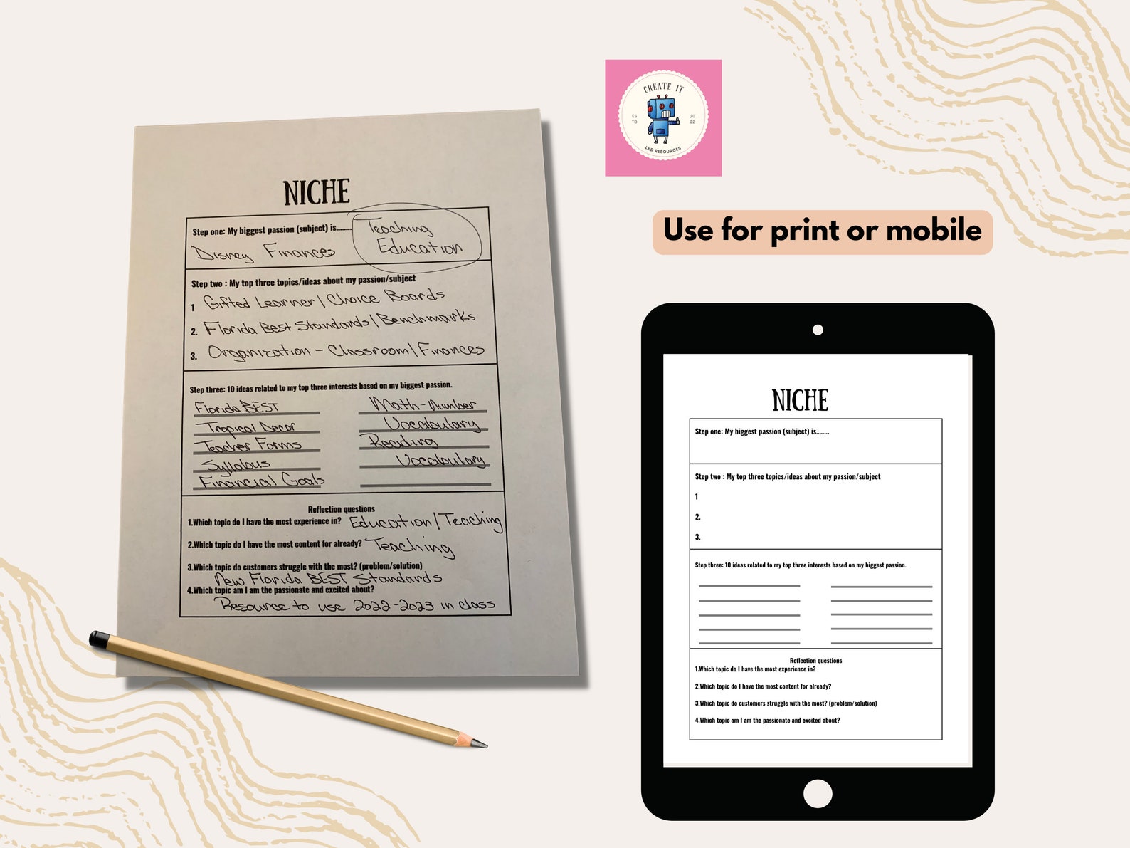 Find Your Niche Worksheet: Mind Map Printable (PDF & PNG) - Etsy
