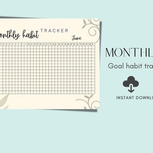 Monthly Habit Tracker Printable Landscape Habit Tracker Template ...