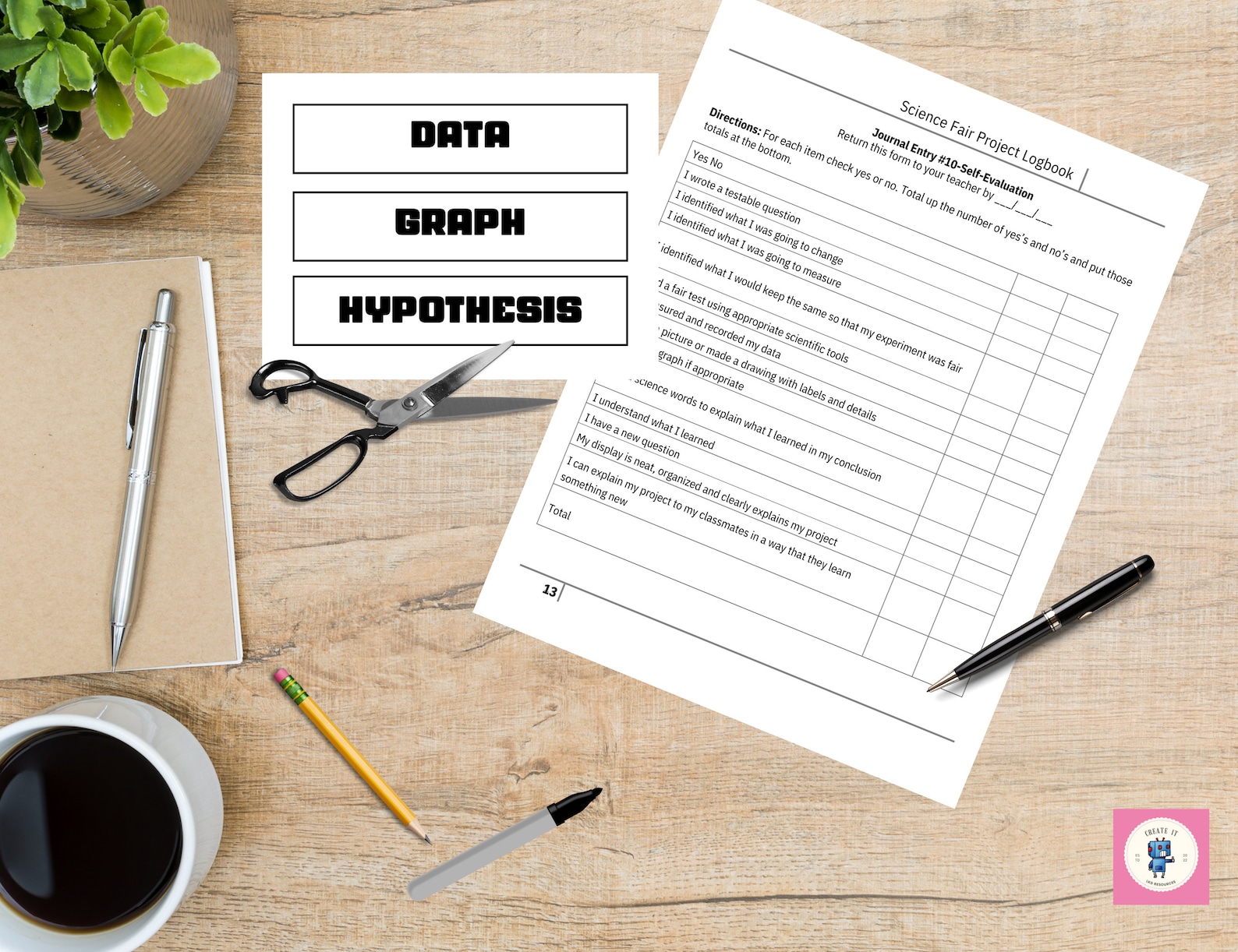 Printable Science Fair Project Log, Science Fair Project Logbook ...