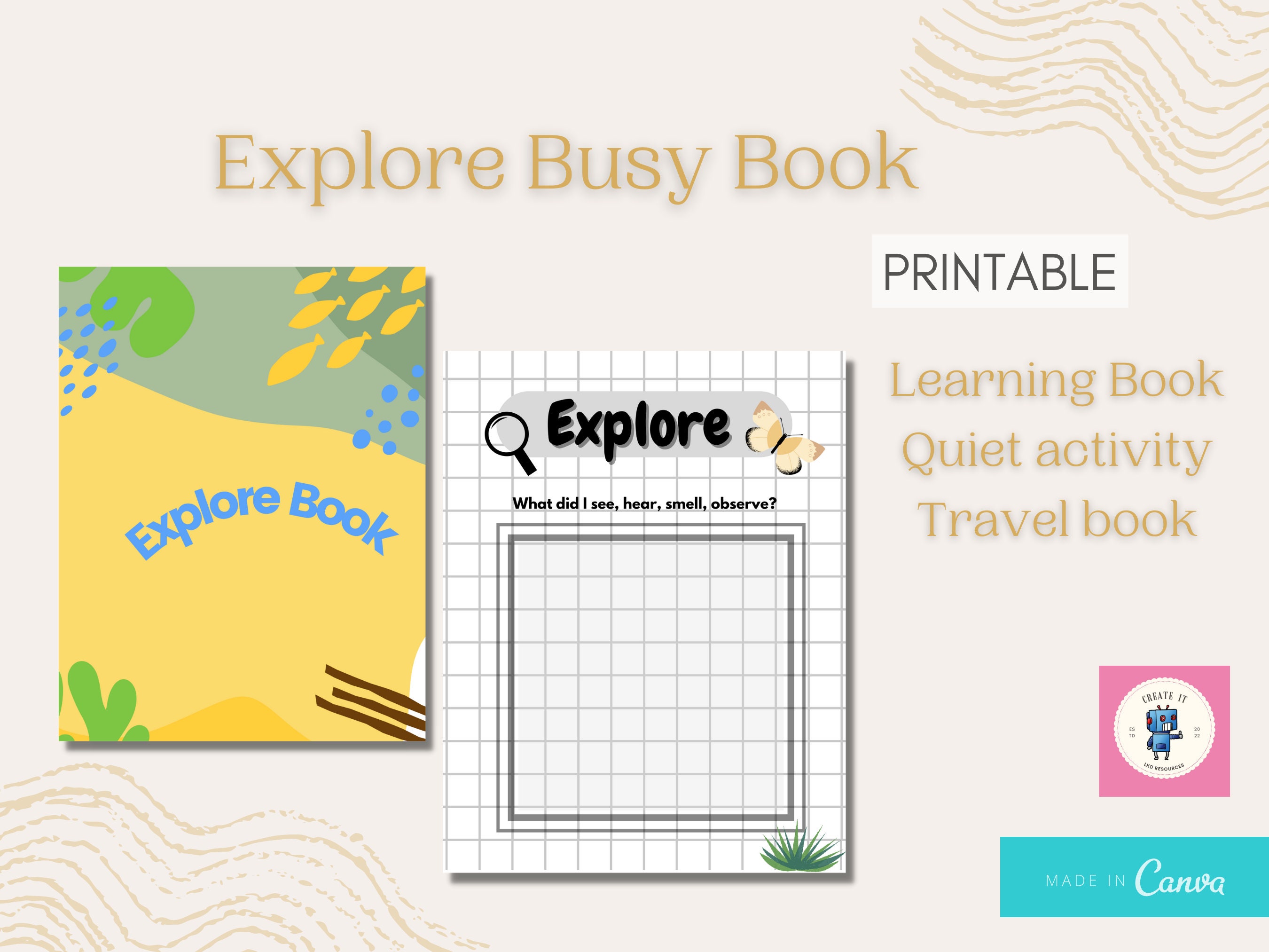 Explore Busy Book Printable Preschool Quiet Activity 10 Pages, Travel ...