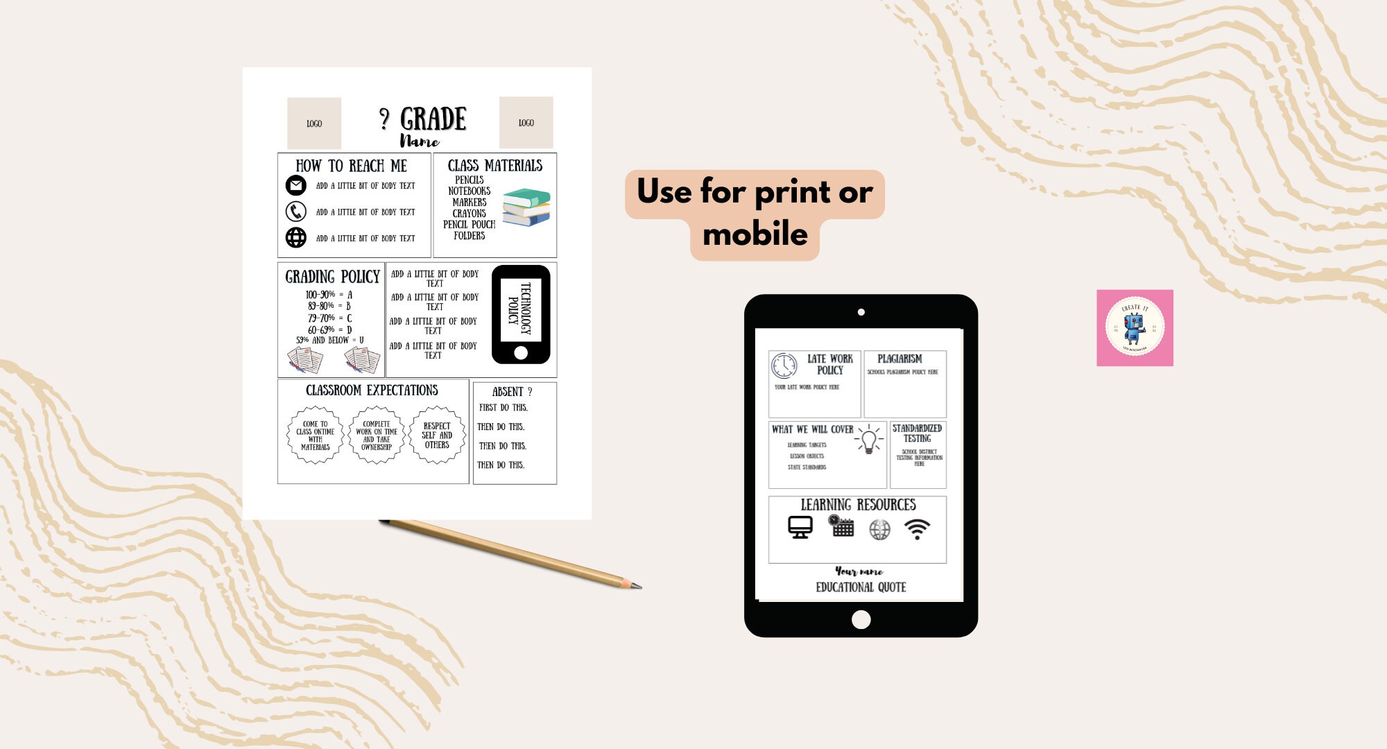 Class Syllabus Template, Back to School Night, Class Information ...