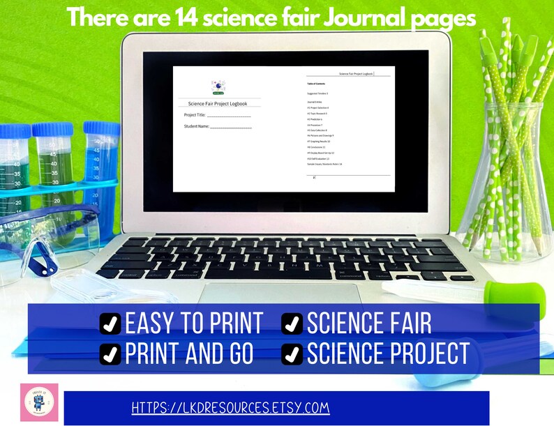 Printable Science Fair Project Log, Science Fair Project Logbook ...