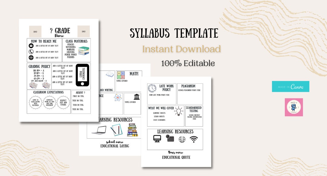 Class Syllabus Template, Back to School Night, Class Information ...