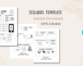 Editable Class Syllabus Template: Back to School Night, Class ...