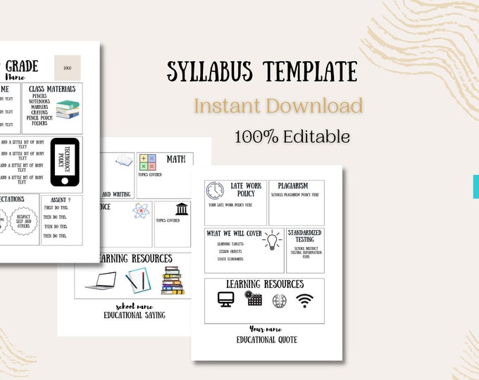 Editable Class Syllabus, Visual Syllabus Template, Templates for ...