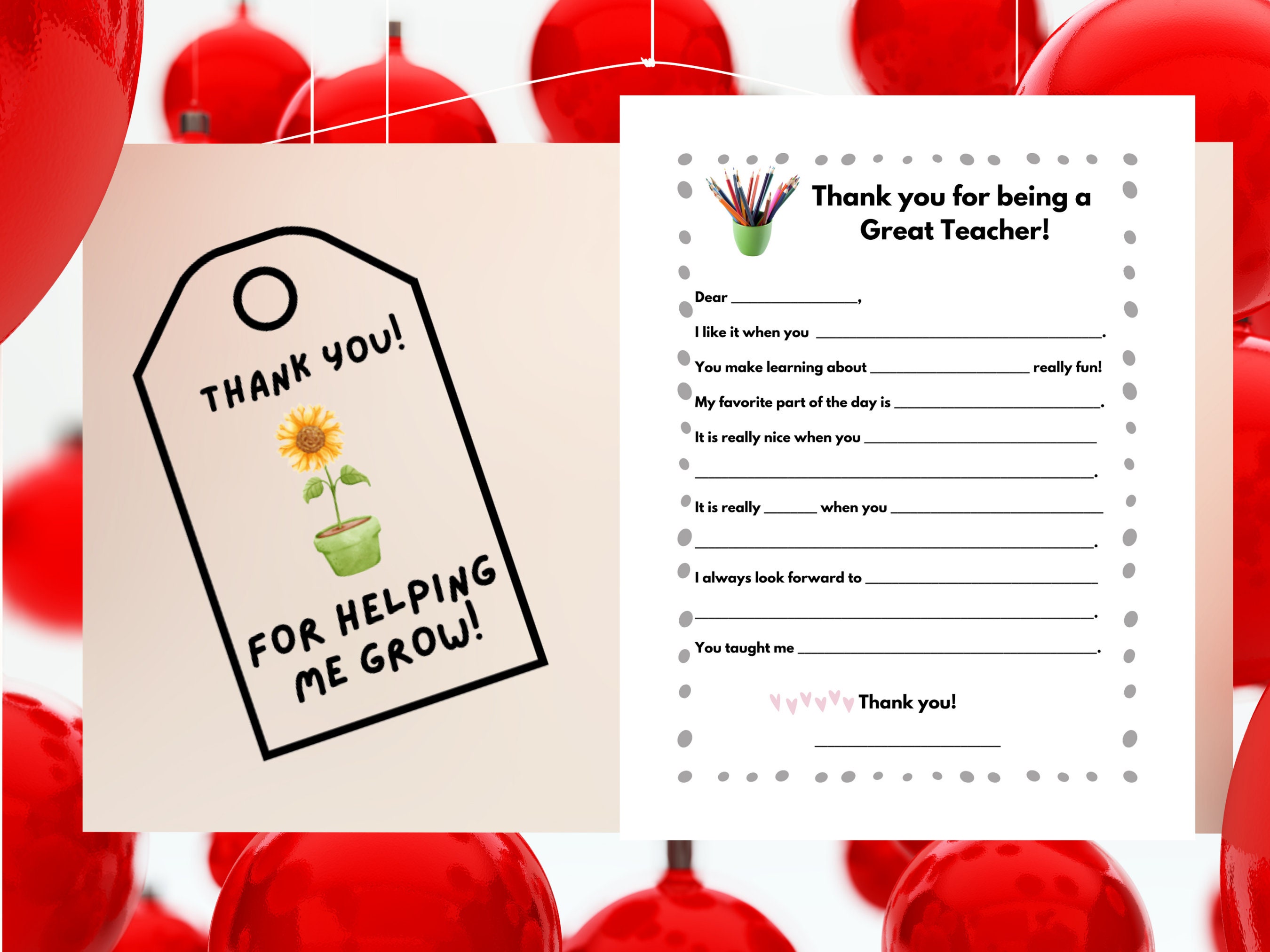 Thankful for You: Teacher Appreciation Fill-in-the-blank Letter, End of ...