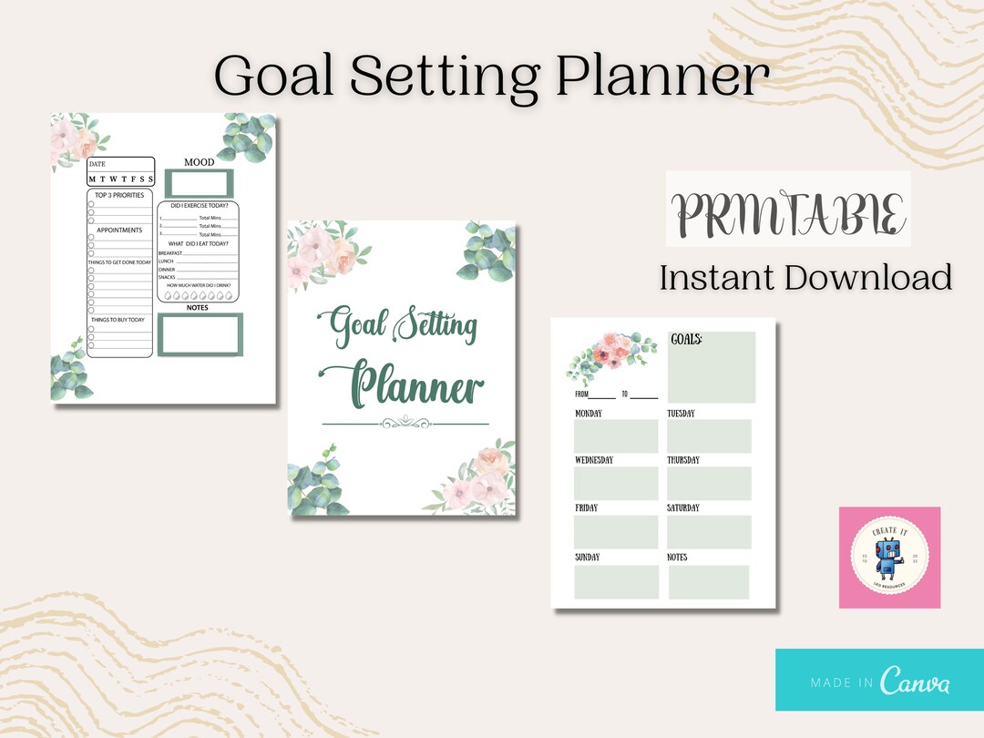 Eucalyptus Goal Setting Planner Kit: Weekly & Monthly Productivity ...