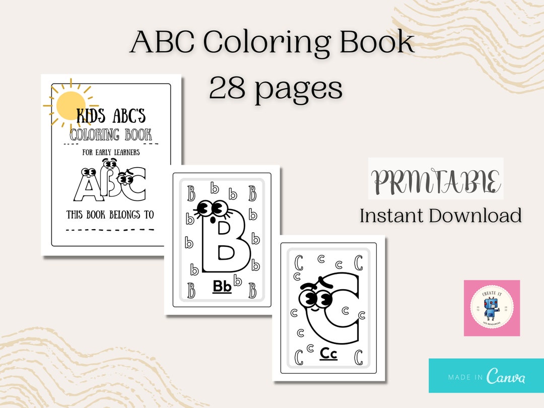 ABC Alphabet Coloring Pages Ebook: Preschool Activity (digital Download ...