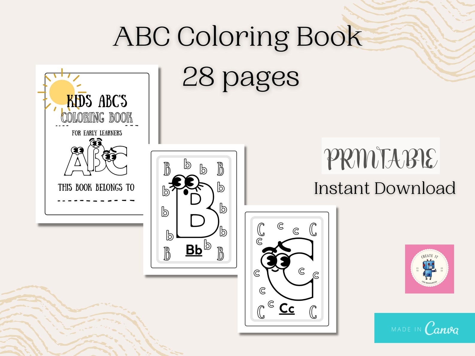 ABC Alphabet Coloring Pages Ebook, Preschool Activity, Kindergarten ...