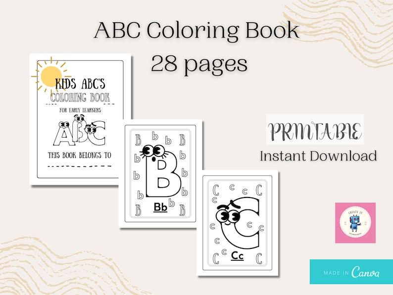 ABC Alphabet Coloring Pages Ebook: Preschool Activity (digital Download ...